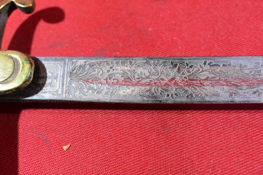WW1 TURKISH OFFICERS SWORD- ENGRAVED BLADE-SOLD