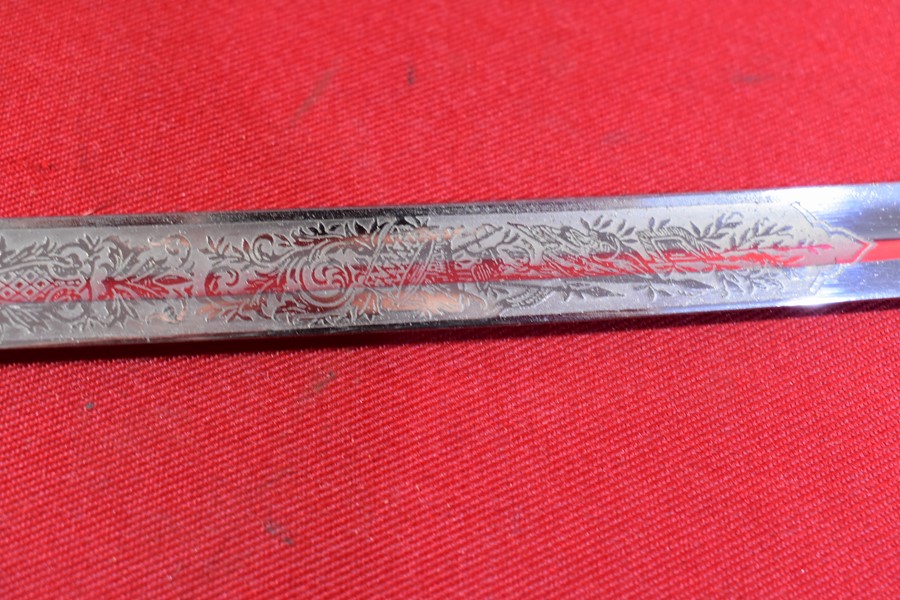 WW1 TURKISH OFFICERS SWORD- ENGRAVED BLADE-SOLD