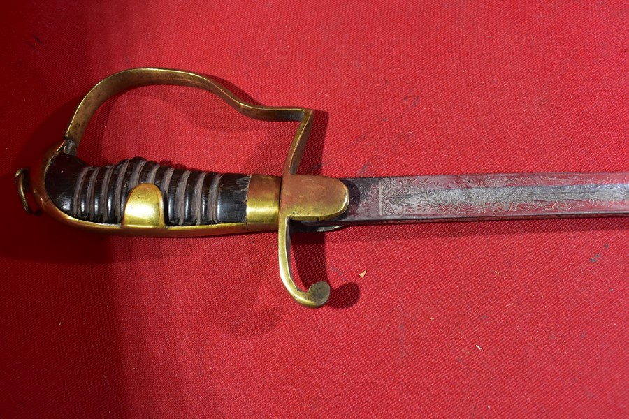 WW1 TURKISH OFFICERS SWORD- ENGRAVED BLADE-SOLD