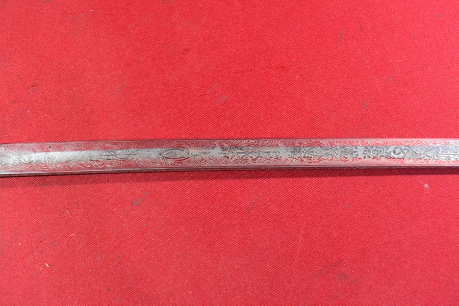 WW1 TURKISH OFFICERS SWORD- ENGRAVED BLADE-SOLD