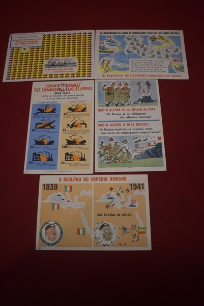 WW2 PORTUGUESE PRO-BRITISH POSTCARDS X 5-SOLD
