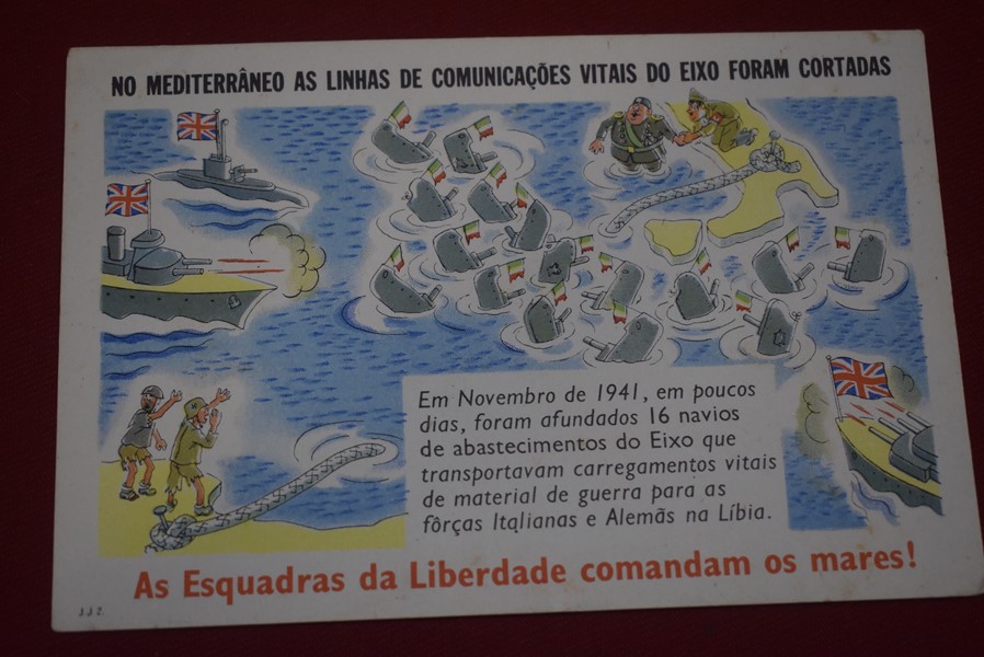 WW2 PORTUGUESE PRO-BRITISH POSTCARDS X 5-SOLD