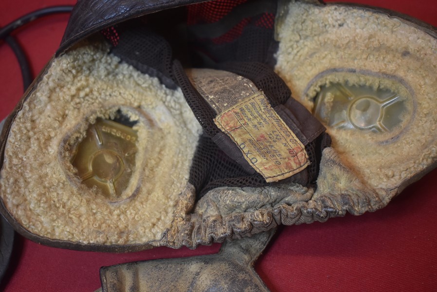 WW2 GERMAN LUFTWAFFE SUMMER MESH PILOTS FLIGHT HELMET AND GOGGLES-SOLD