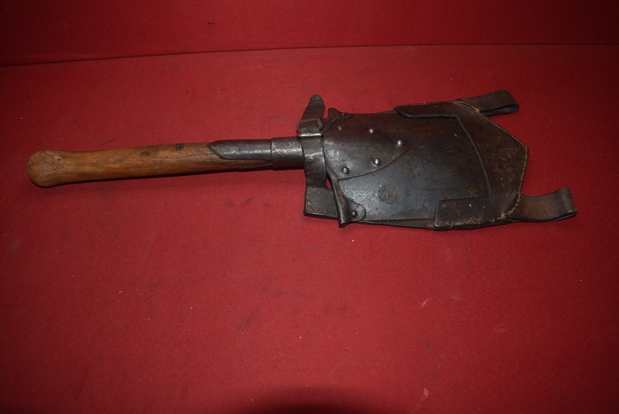 WW1 GERMAN ENTRENCHING TOOL AND COVER DATED 1915