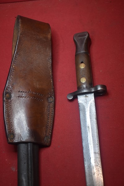 BRITISH PATTERN 1888 BAYONET WITH SCABBARD AND FROG FOR THE LEE METFORD ...