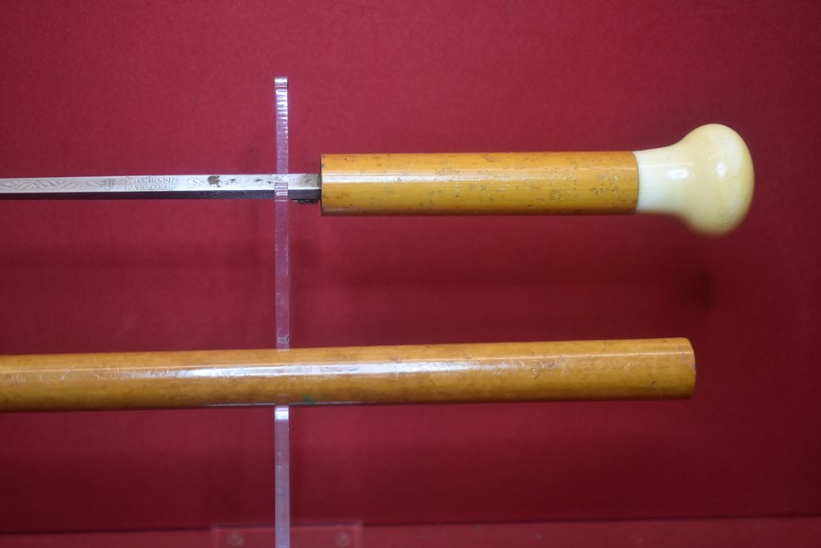 VICTORIAN ERA MALACCA WOOD SWORD STICK/CANE BY WILKINSON PALL MALL-SOLD