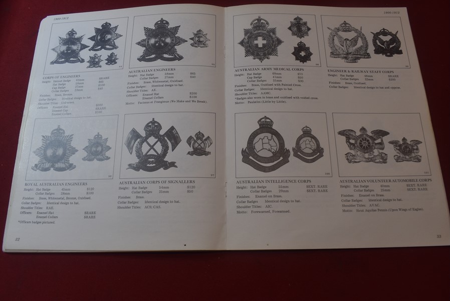 BOOK AUSTRALIAN ARMY BADGES, 1900-1930 PART TWO BY J.K. COSSUM-SOLD
