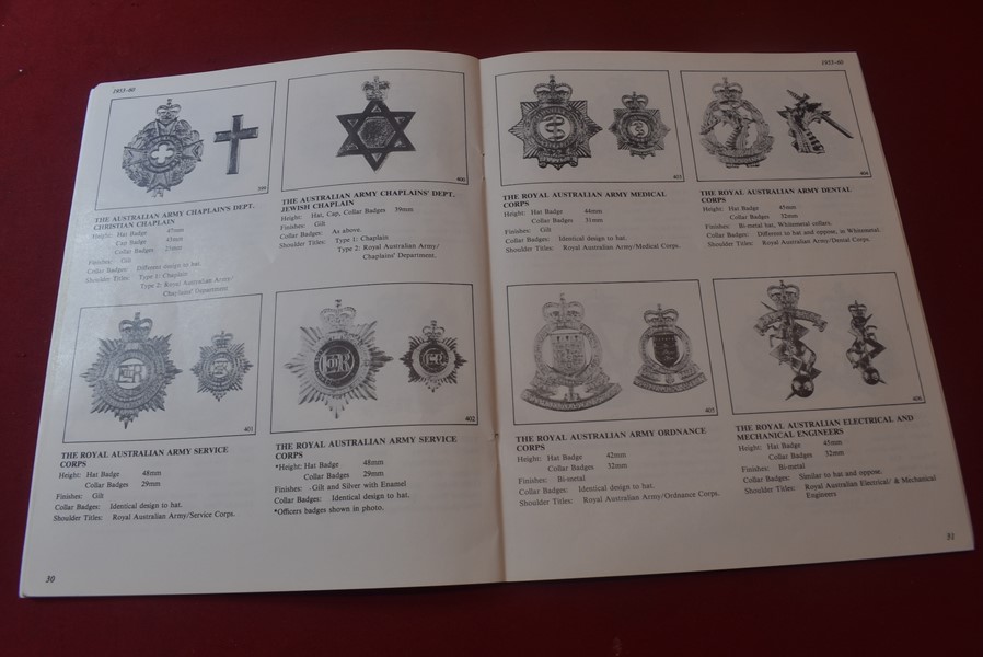 BOOK AUSTRALIAN ARMY BADGES, 1948-1985 PART THREE BY J.K. COSSUM-SOLD