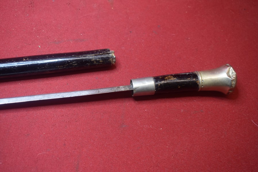 VICTORIAN PERIOD SWORD CANE WITH METAL FITTINGS.-SOLD