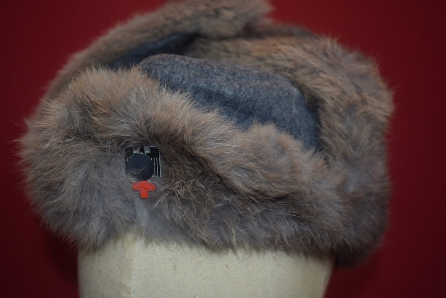WW2 GERMAN RED CROSS WINTER FUR CAP-SOLD