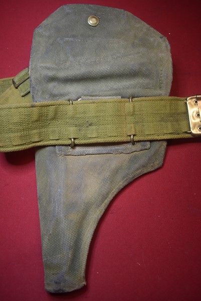WW2 BRITISH/AUSTRALIAN WEB BELT AND HOLSTER FOR THE LUGER PISTOL-SOLD