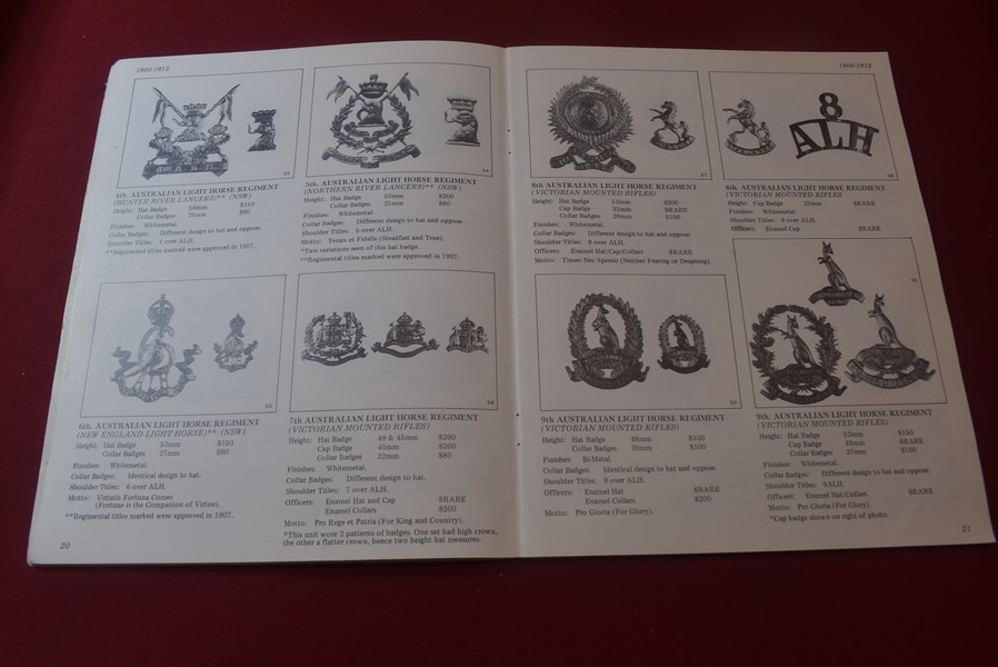 BOOK AUSTRALIAN ARMY BADGES, 1900-1930 PART TWO BY J.K. COSSUM-SOLD